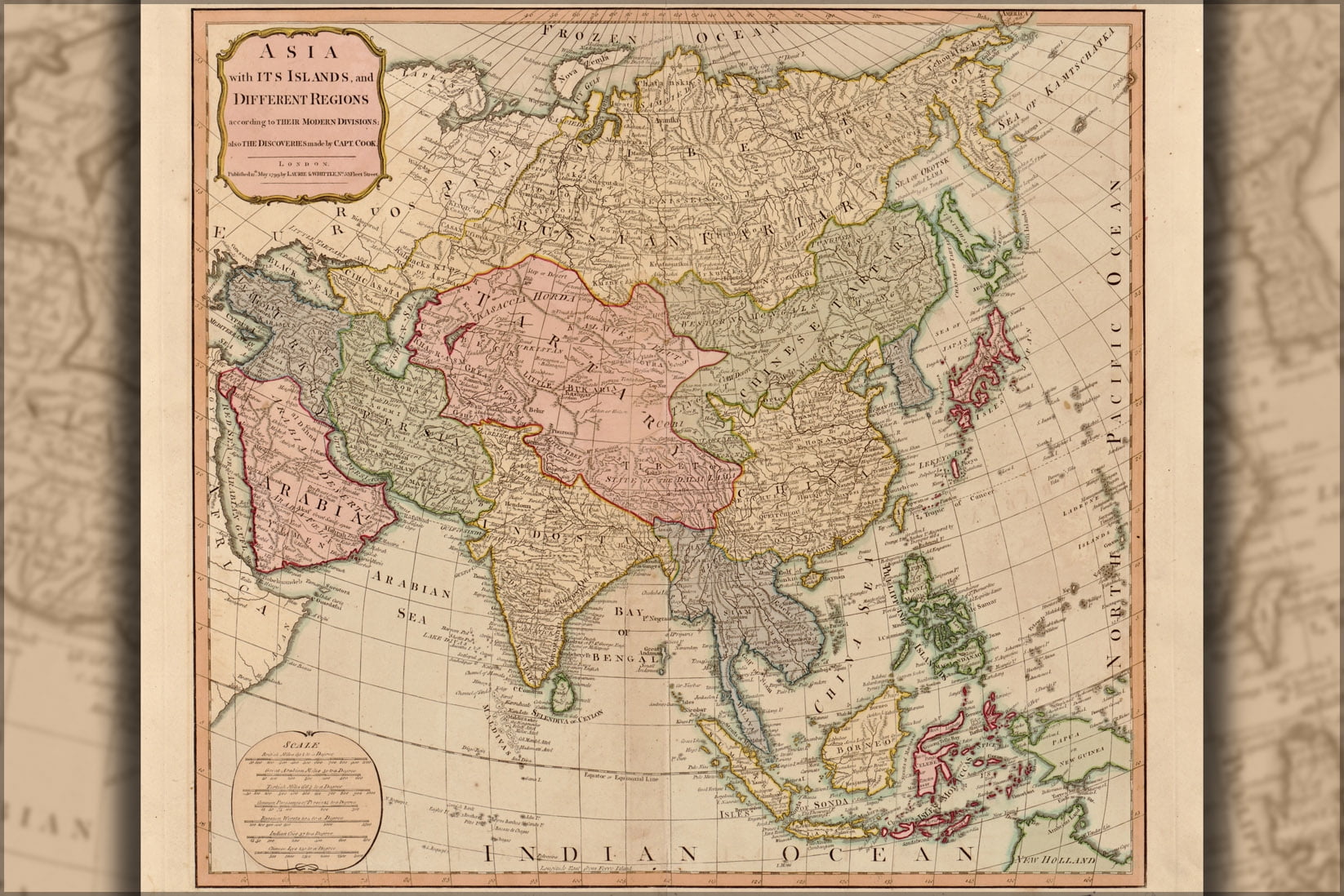 24"x36" Gallery Poster, map of asia 1799 P2 - Walmart.com
