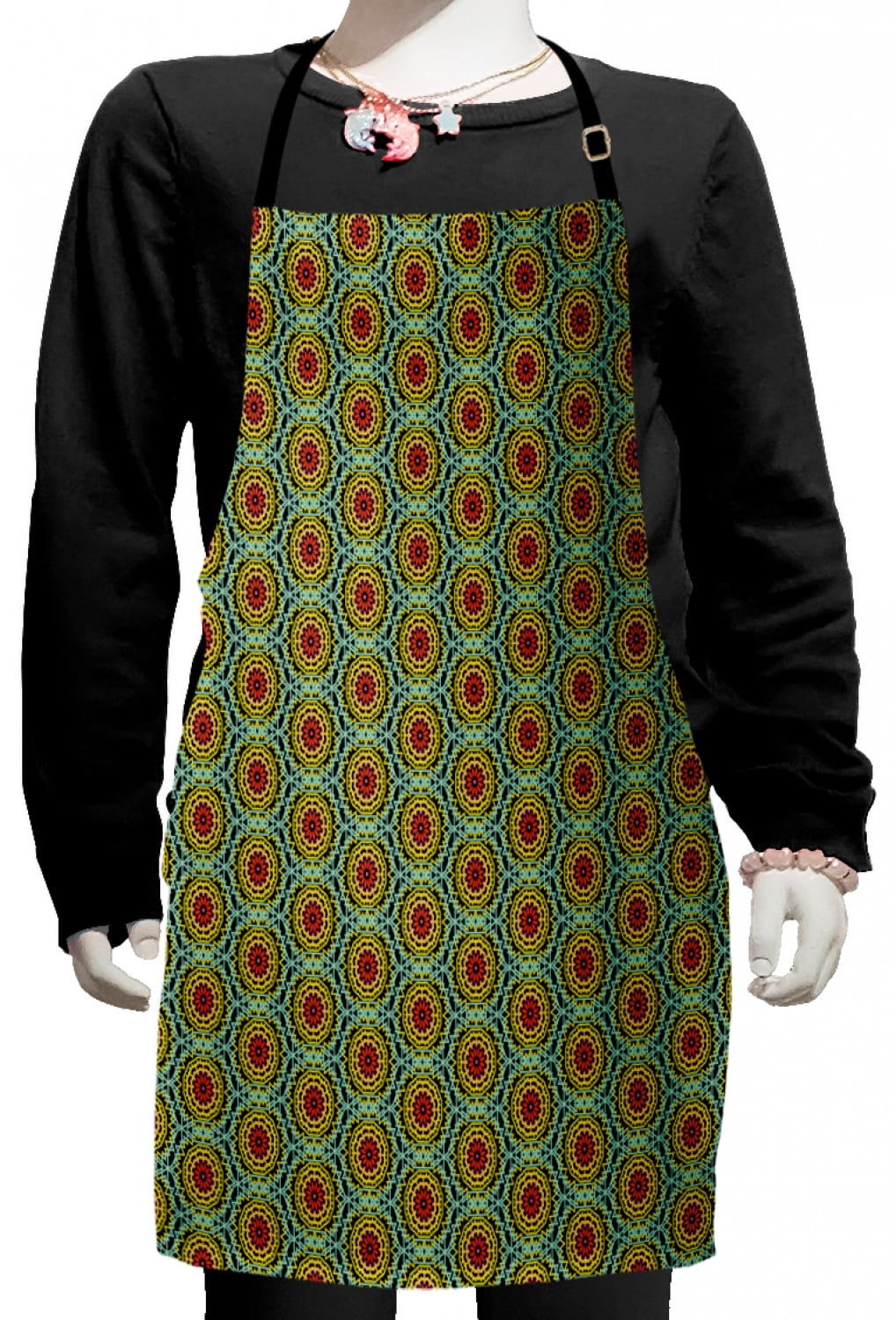 Ethnic Kids Apron, Colorful Bohemian Patterns with Big Abstract Flowers ...