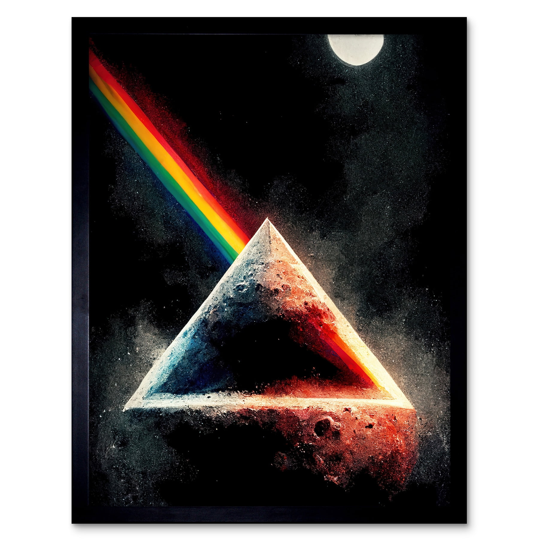 Triangle Moon Prism Abstract Light Refraction Painting Art Print Framed ...