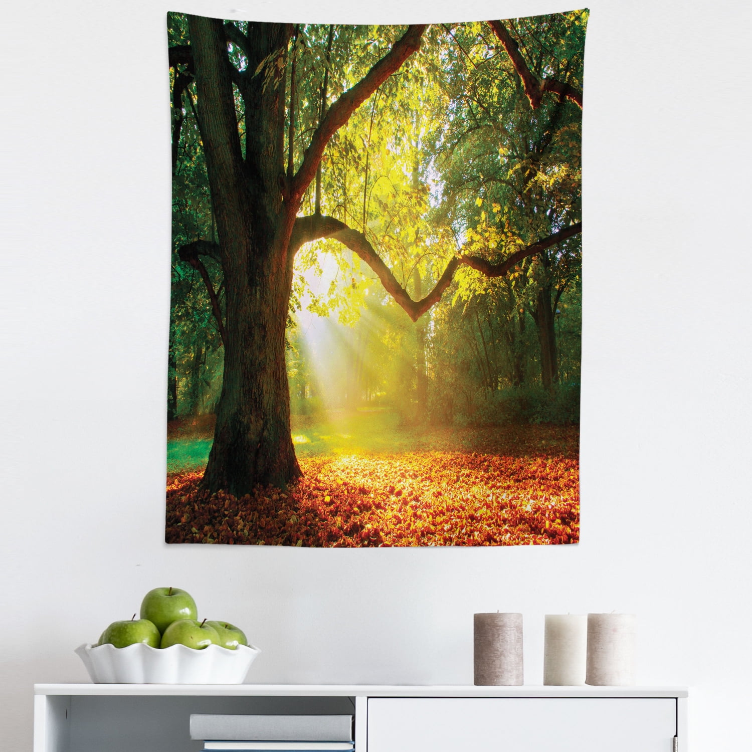 Trees Tapestry, Majestic Mighty Oak with Largely Broader Leaves Forest ...