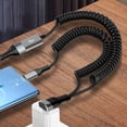 7829 2 in 1 Elbow Retracted Spring USB C Split Cable 66W Fast Speed ...