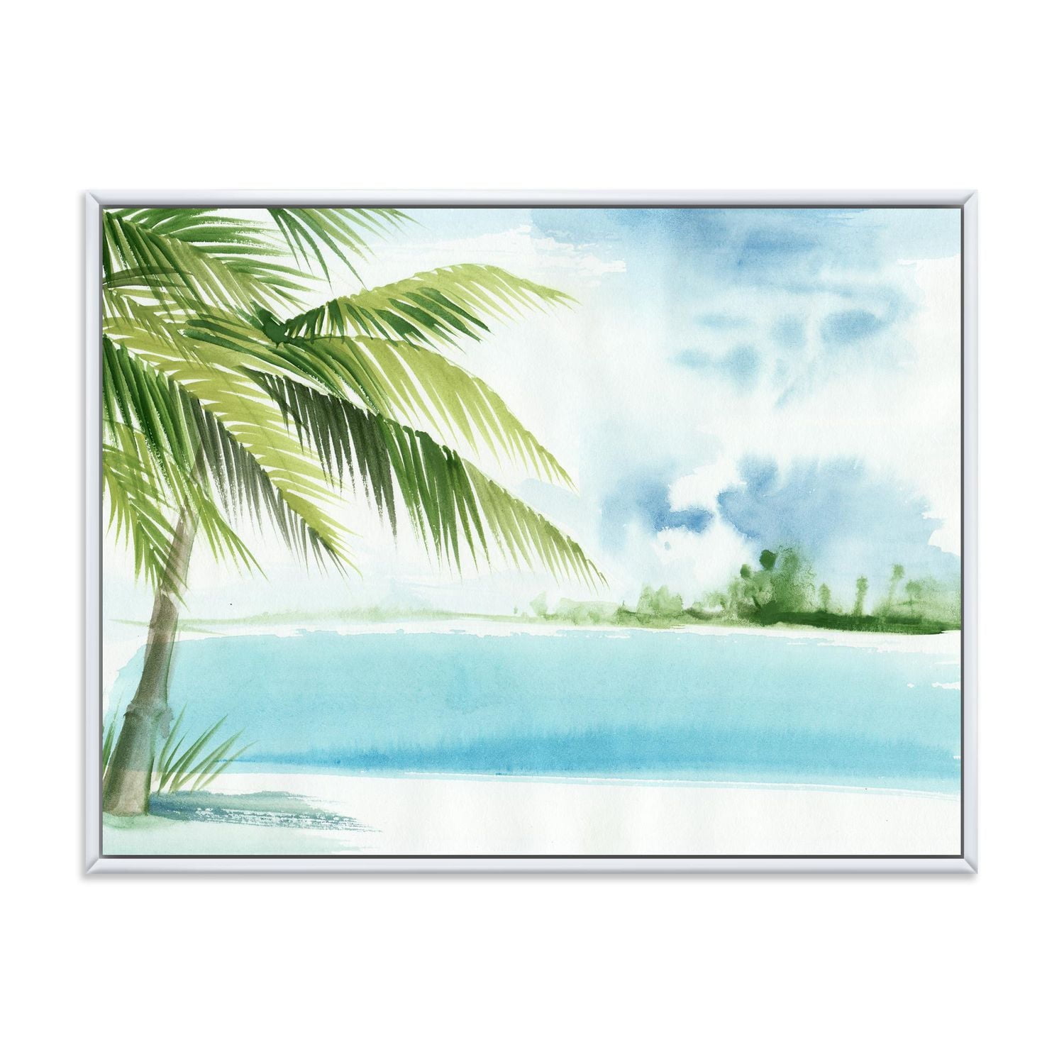 Click here for Designart Palm Beach Resort At Dawn I Float Frame... prices