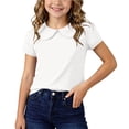 ATORRE Toddler Girls Preppy Shirts Stylish Solid Color Peter Pan Collar ...