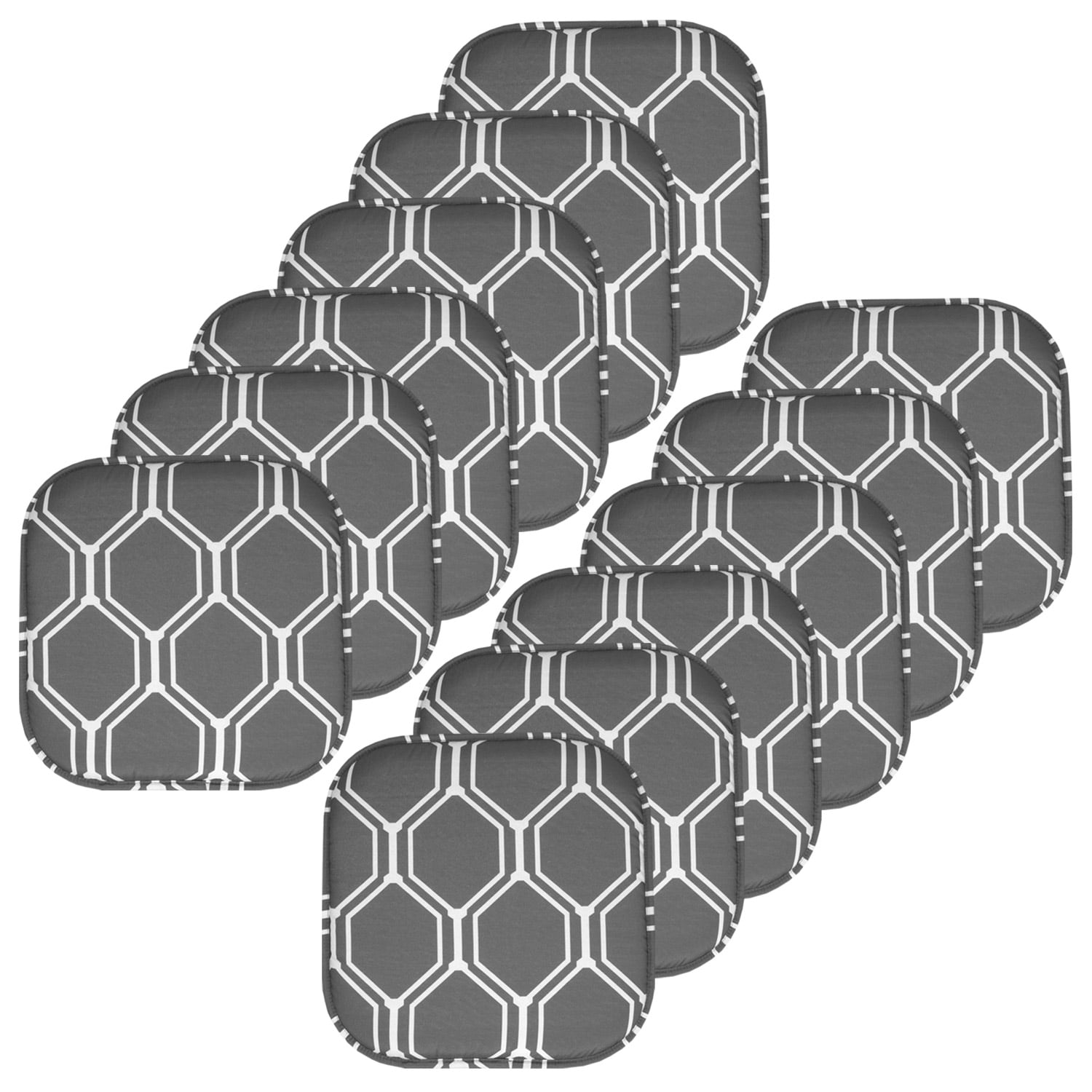 Mirage Hexagonal Print Memory Foam Chair Pads 12 Pack Gray/White ...