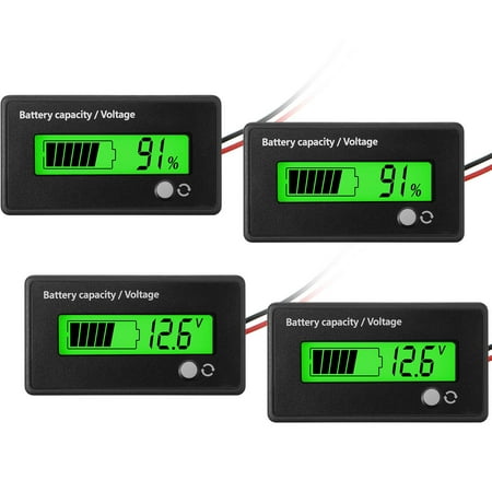 2 Pieces Battery Indicator Battery Meter Golf Cart Voltage Meter DC 12V ...