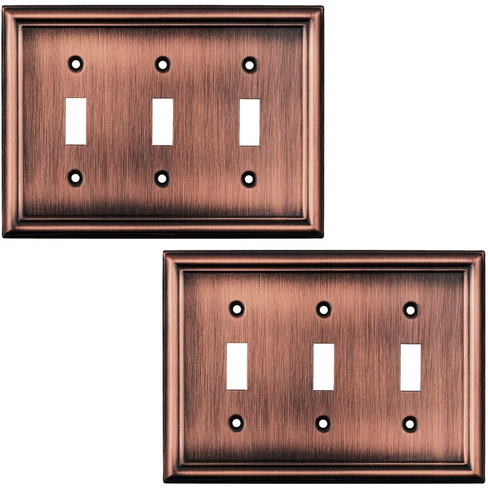 Sleeklighting 2 Pack Decorative Beveled Copper Outlet Covers | 3 Gang ...
