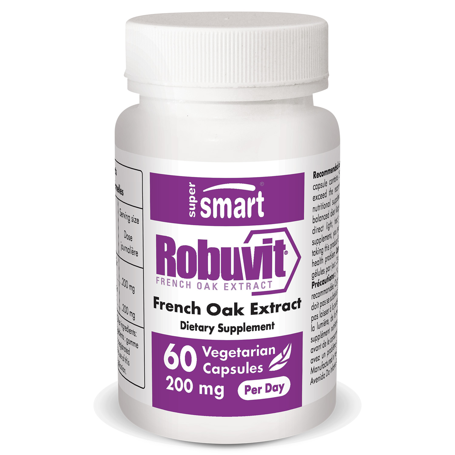 Supersmart - Robuvit 200 mg per Day - French Oak Wood Extract - Fatigue ...