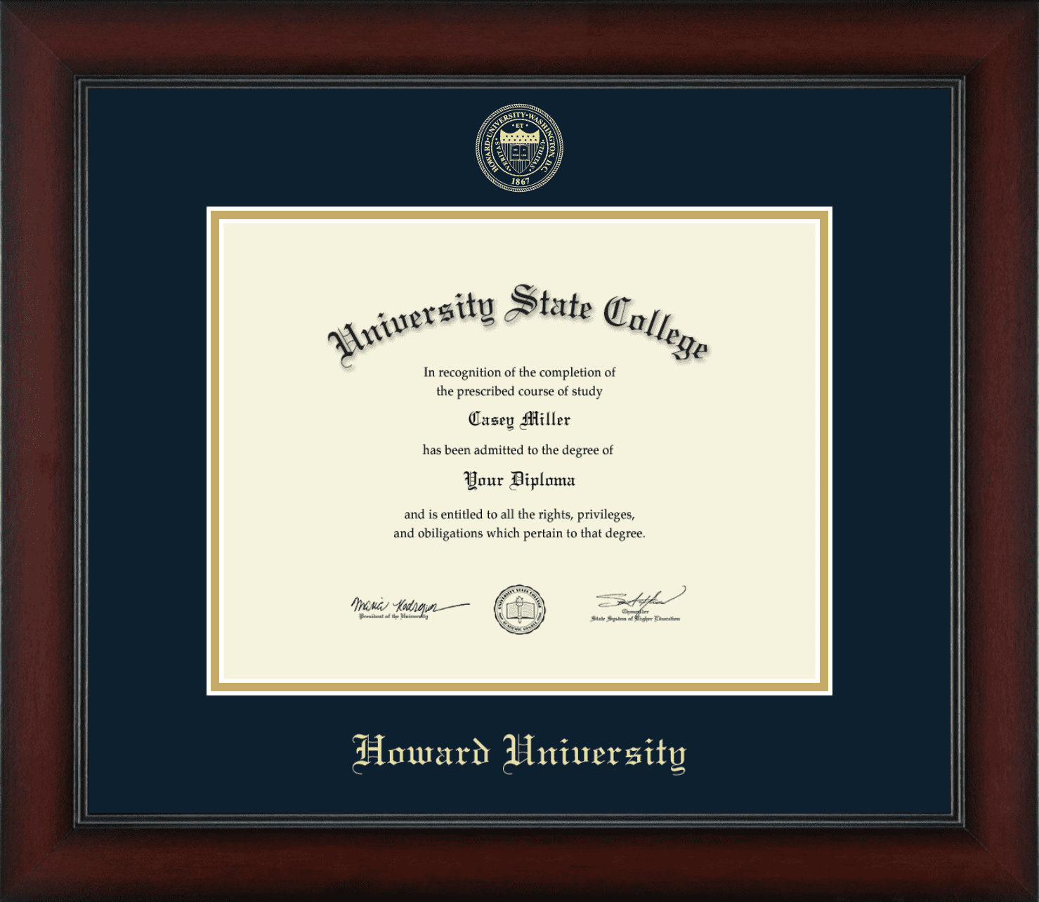 Howard University Diploma Frame, Document Size 11" x 8.5" - Walmart.com