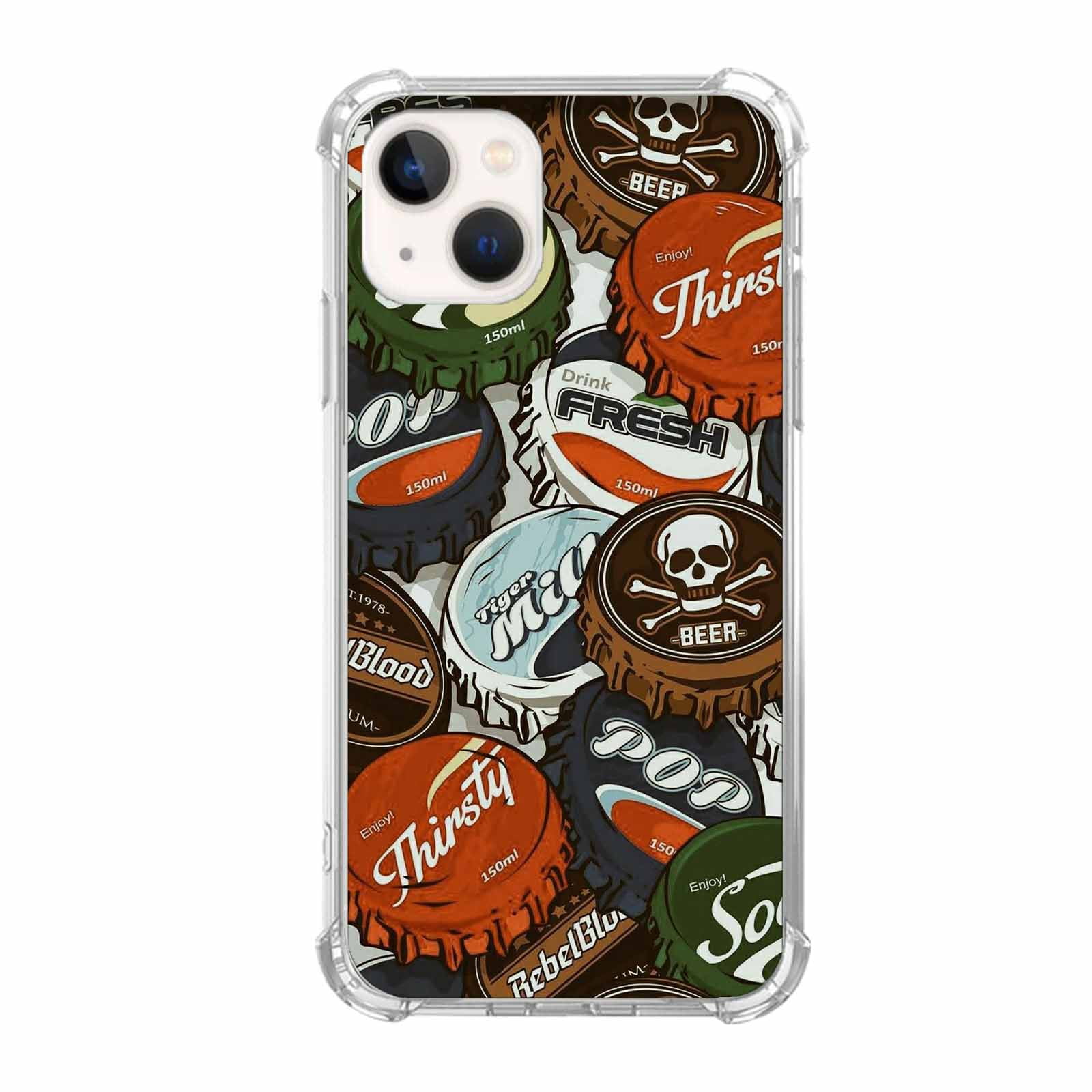 Beer Caps Collage Case for iPhone 14,Aesthetic Art Design Pattern Soft ...