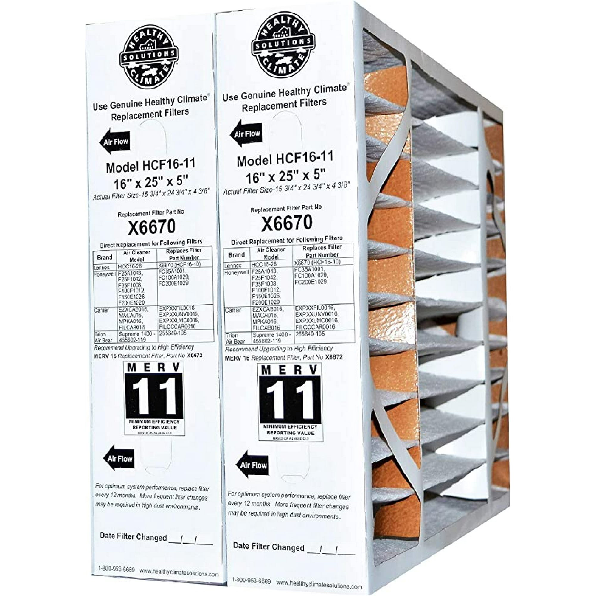 Click here for Lennox X6670 Pack Of 2 Merv 11 16x25x5 Furnace Fil... prices