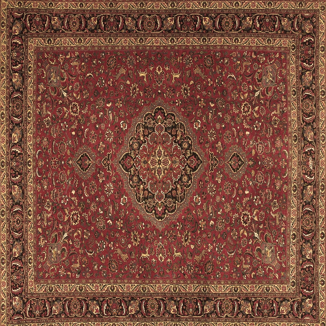 Ahgly Company Indoor Square Persian Brown Traditional Area Rugs, 6 ...