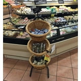 3-Tier 3 Round Willow Basket Display with Sign Frame and Sign Clips ...