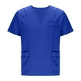 DPTALR George Men's Solid Color V-neck Pocket Short Sleeved Caregiver ...