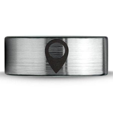 Zealot Jewelry - Tungsten GPS Location Symbol Icon Band Ring 8mm Men ...