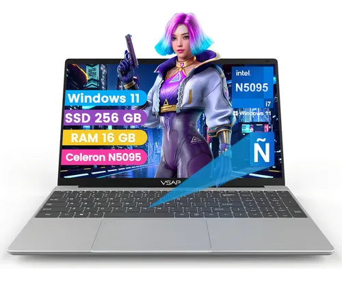 VSAP 15.6" Laptop Intel Celeron N5095, 16GB de RAM, 256GB SSD, Windows ...