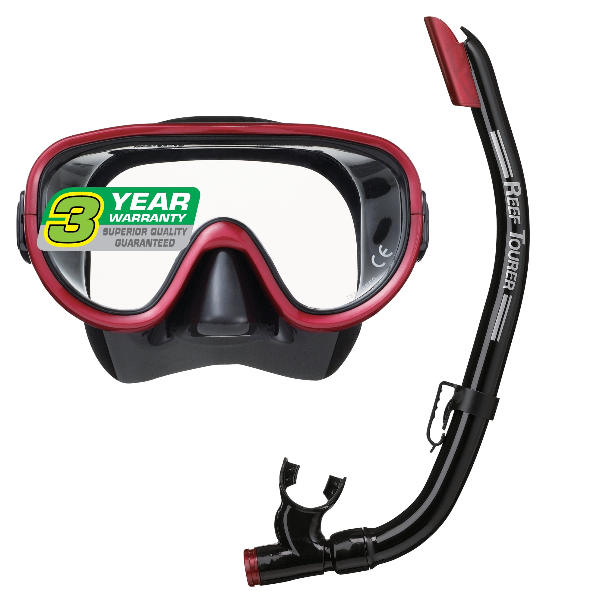 Reef Tourer Adult Single-Window Mask & Snorkel Combo Set, Black ...
