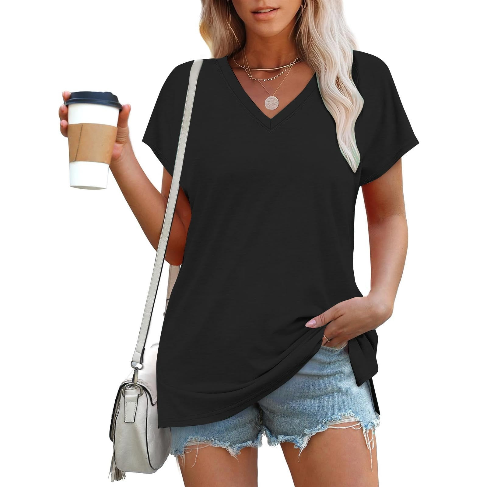 Click here for Aidice Womens Tshirts V Neck Summer Tops Short Sle... prices