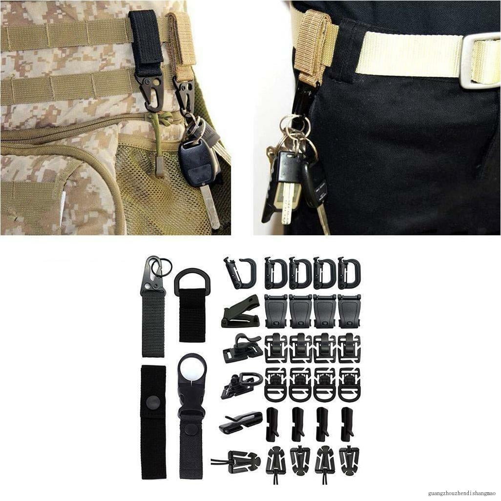 34Pcs Molle Attachments For Vest Webbing Key Ring D-Ring Clip Lock ...