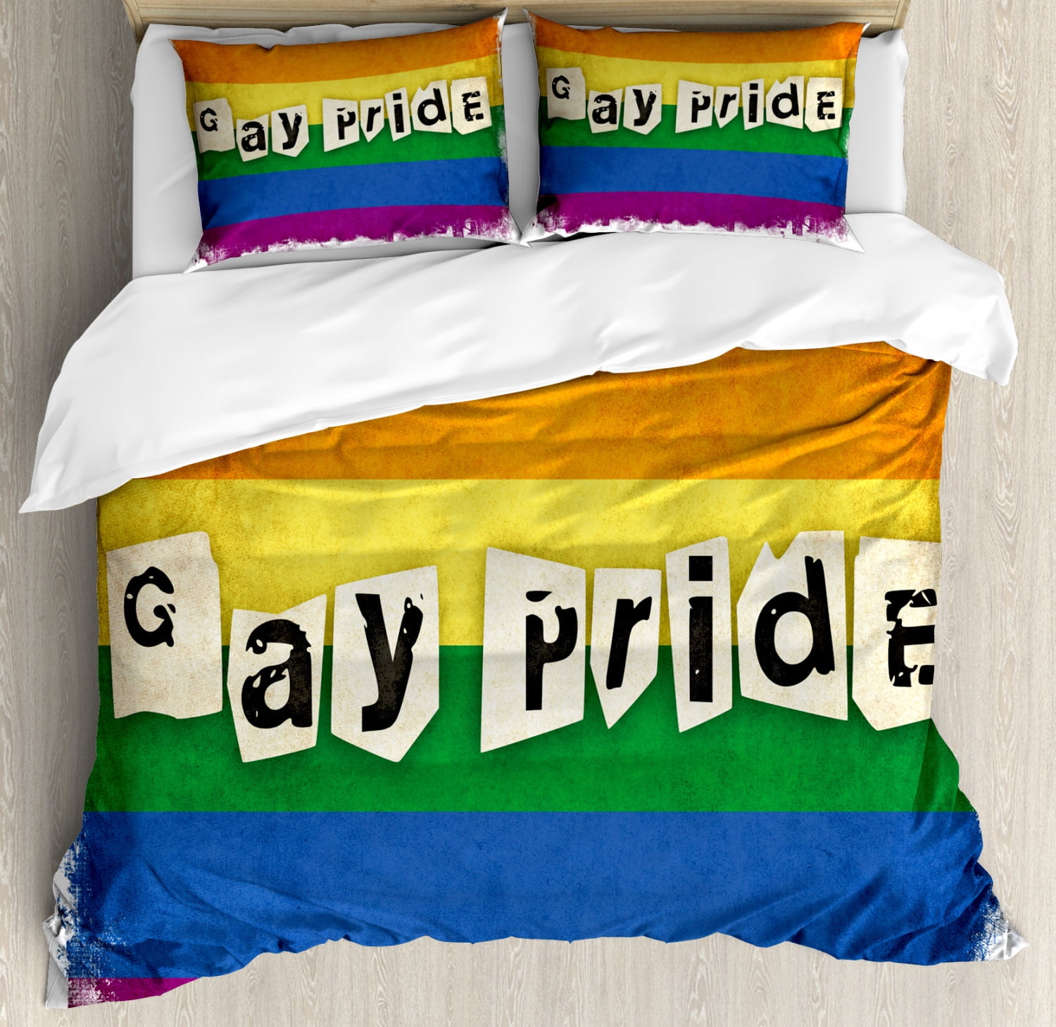 Pride Duvet Cover Set King Size Dated Aged Iconic Rainbow Flag With