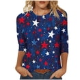 Oiangi USA Flag Graphic Tees Women Plus Size Short Sleeve T-shirts Crew ...