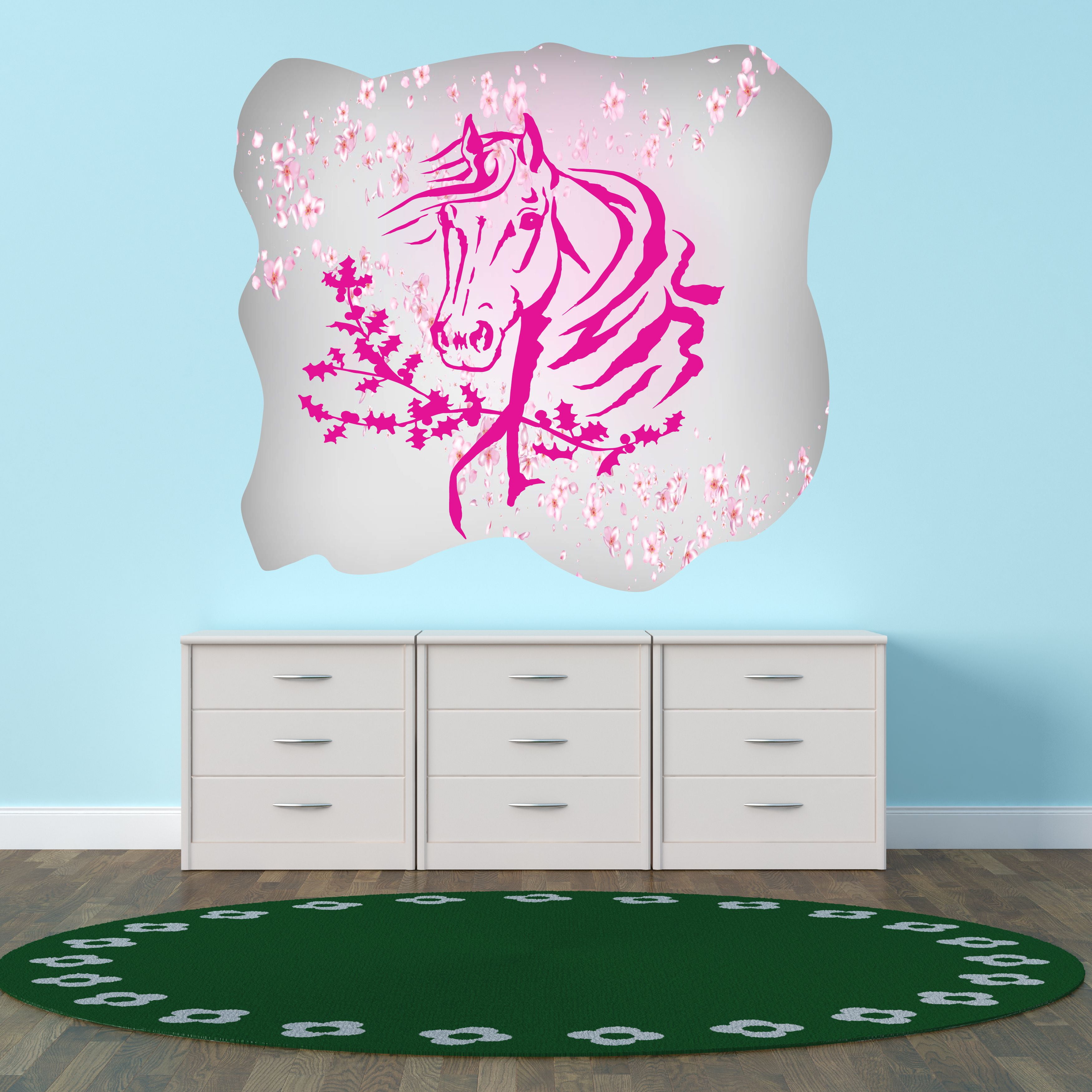 Animal Wall Decals for Children Bedroom - Beautiful Pony Head Horse DIY ...
