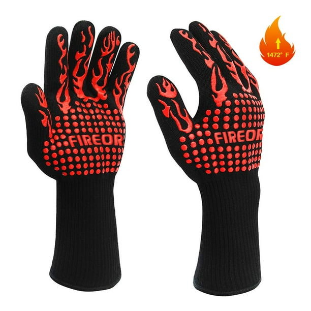 BBQ Grill Gloves, 1472°F Extreme Heat Resistant Grilling Gloves Non ... BBQ Grill Gloves, 1472°F Extreme Heat Resistant Grilling Gloves Non ...