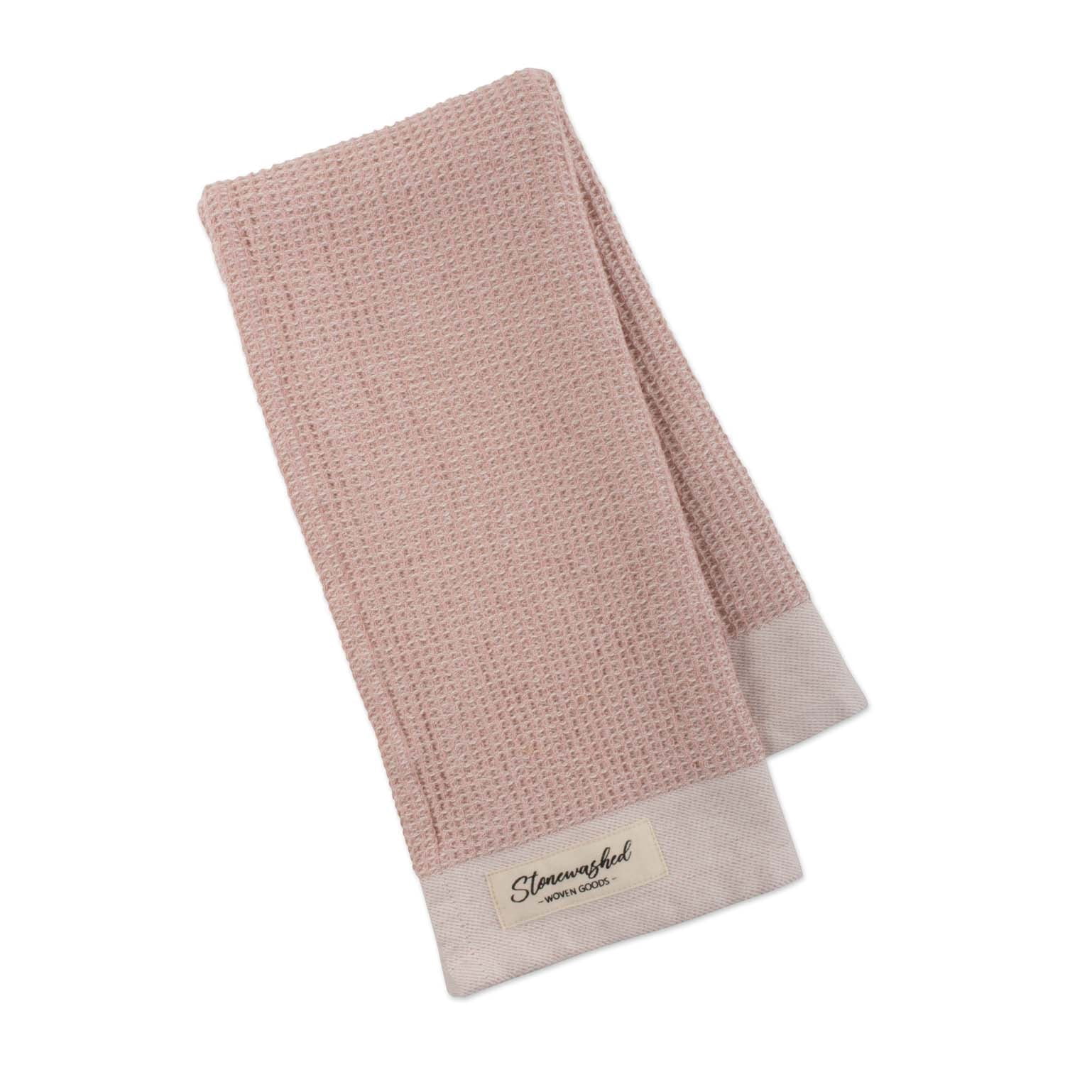 Design Imports India Stonewashed Waffle Dishtowel, Pink Quartz ...
