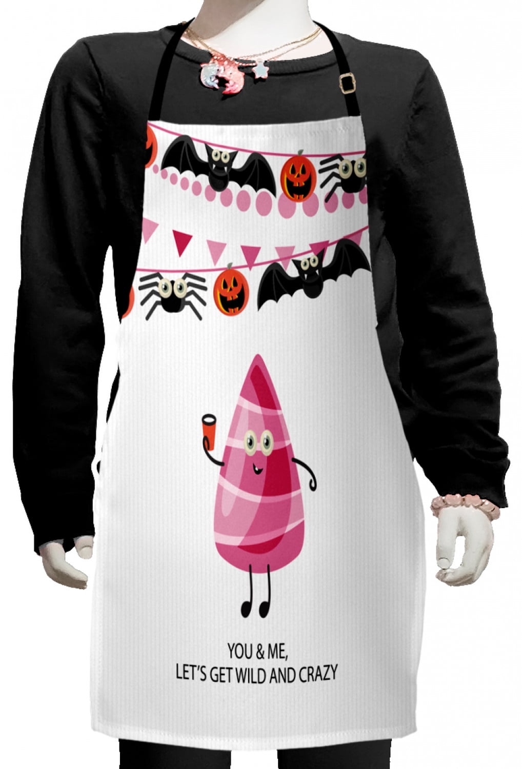 Halloween Kids Apron, Funny Candy on Stripes with Hanging Pumpkin ...