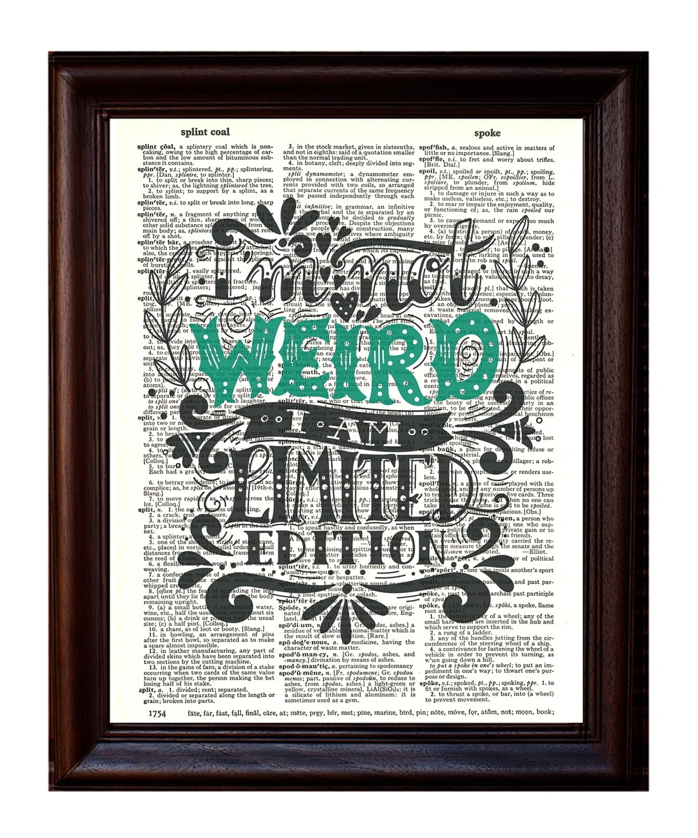 Typography - Not Weird - Dictionary Art Print Printed On Authentic ...