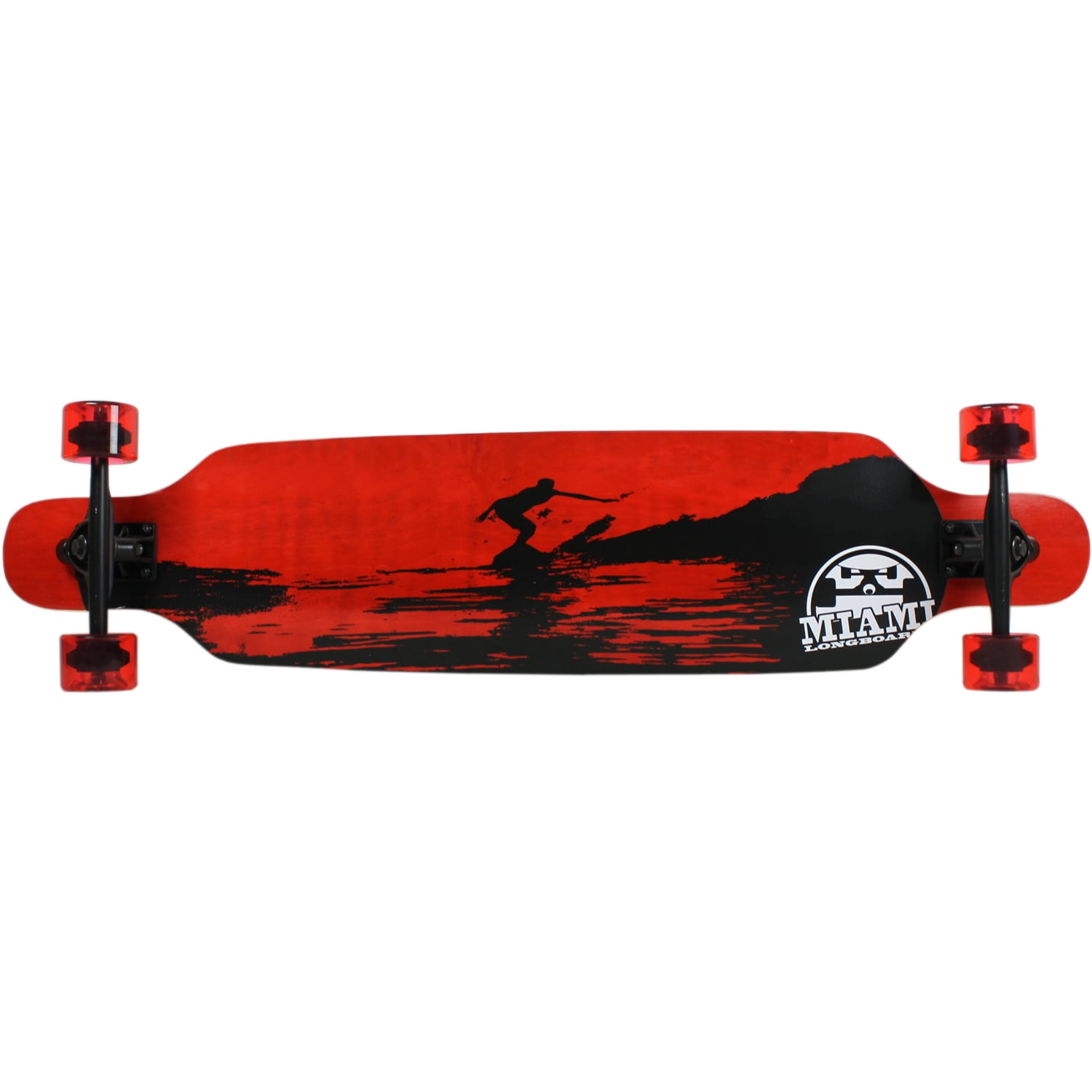MIAMI Longboard Complete Freestyle SURF RED 9.5" x 42" - Walmart.com