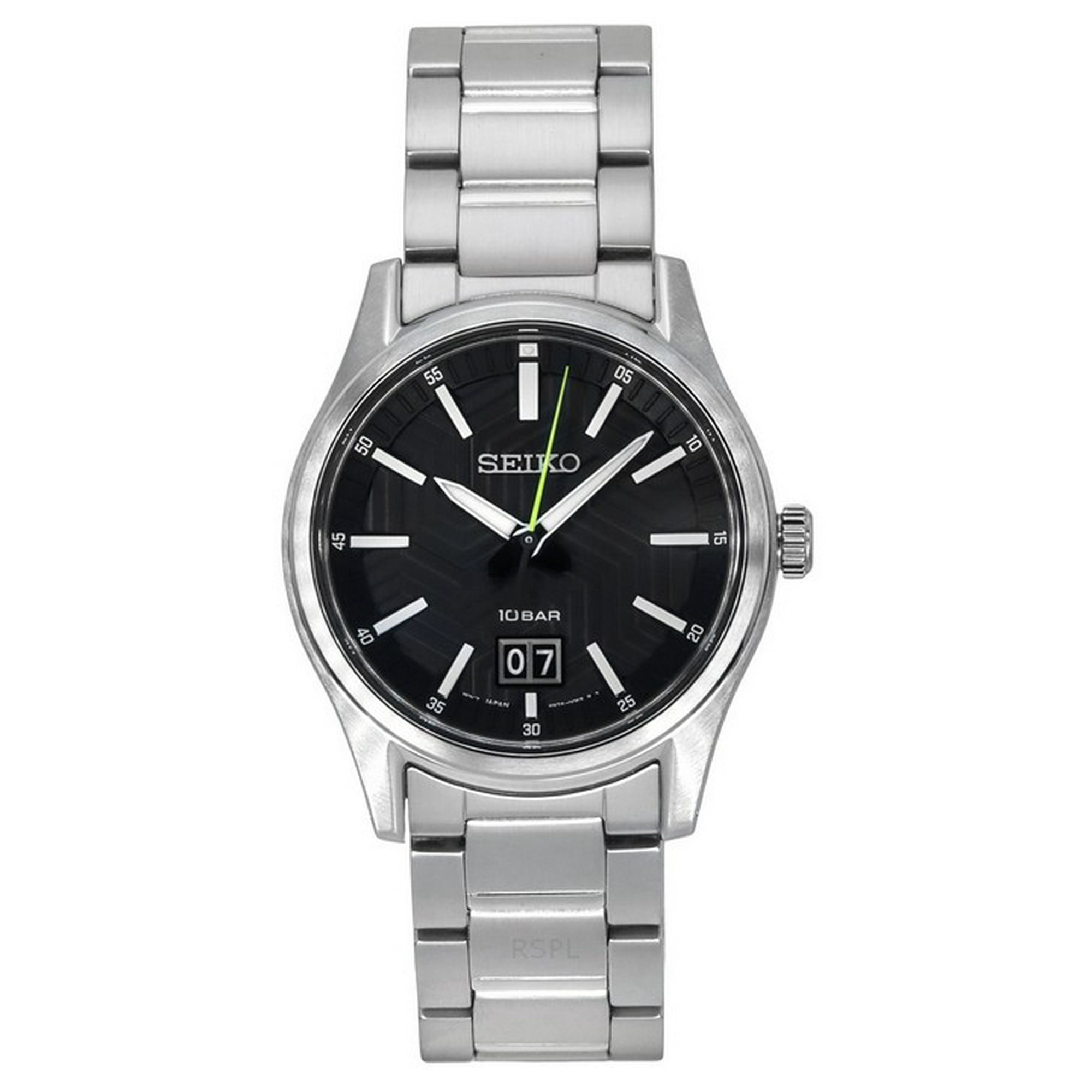 Click here for Seiko Analog Stainless Steel Black Dial Quartz Sur... prices