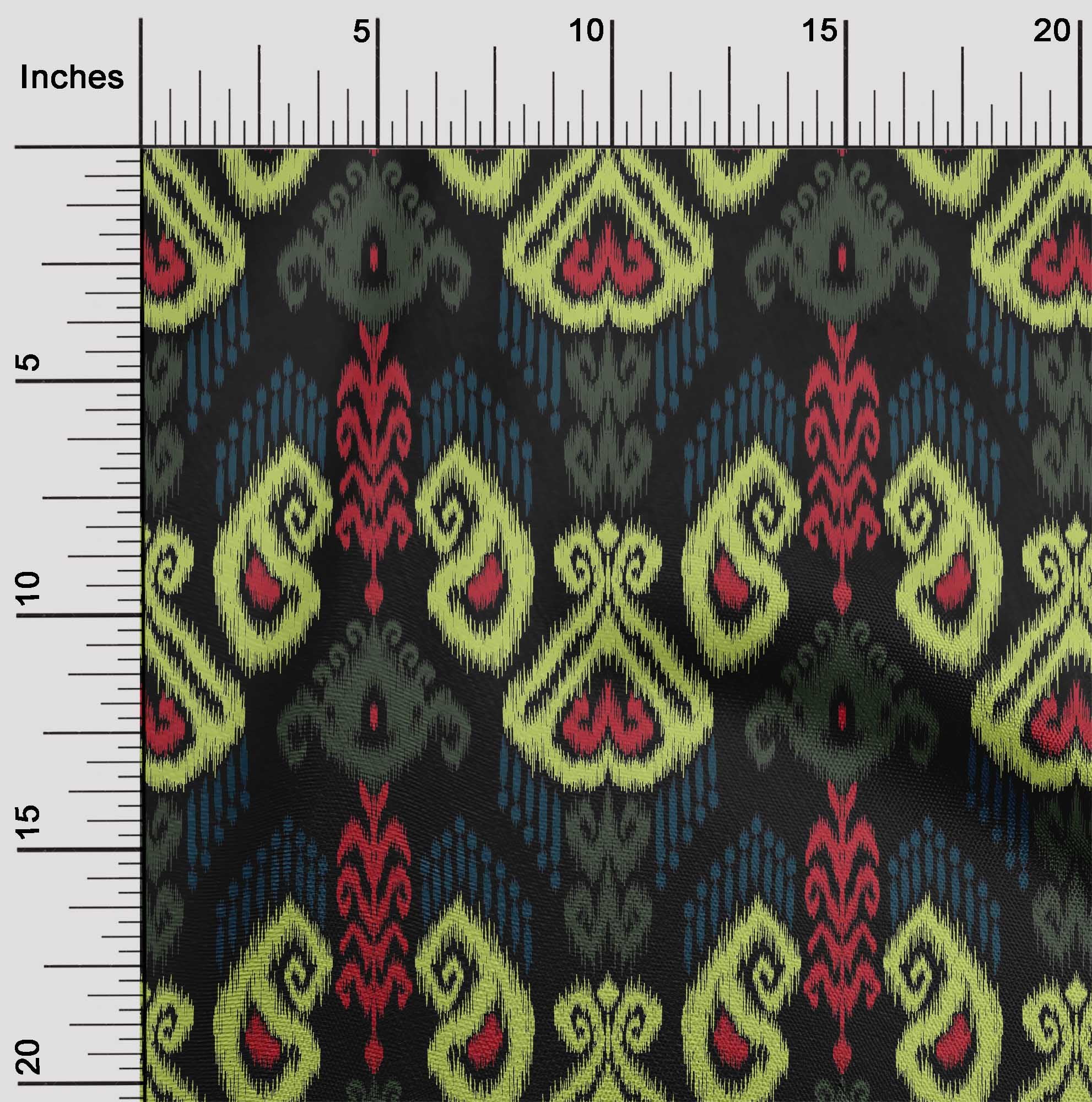 oneOone Silk Tabby Fabric Swirl & Paisley Ikat Print Fabric By Yard 42 ...