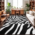 Abstract Tiger Print 4x6ft Non Slip Area Rug Black White Animal Fur ...