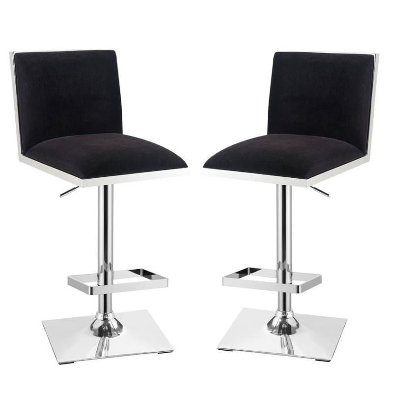 Furniture of America Pacine Fabric Swivel Bar Stool in Black Set of 2 ...