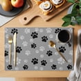 Animals Footprints Cotton Linen Placemats Set of 8, Black Dogs Paws ...