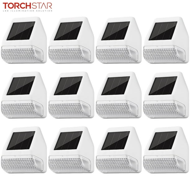 TORCHSTAR 12-Pack Solar-Powered LED Fence Light for Outdoor, Patio ...