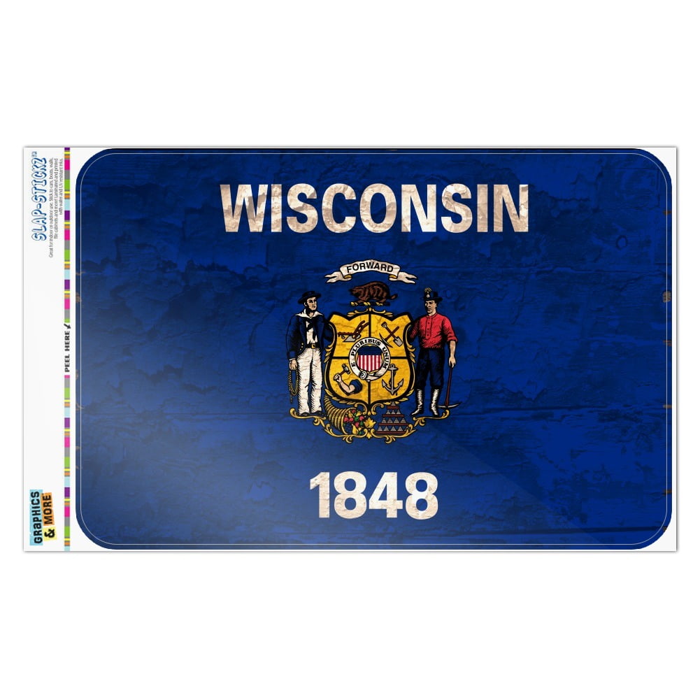 Rustic Wisconsin State Flag Distressed USA Home Business Office Sign ...