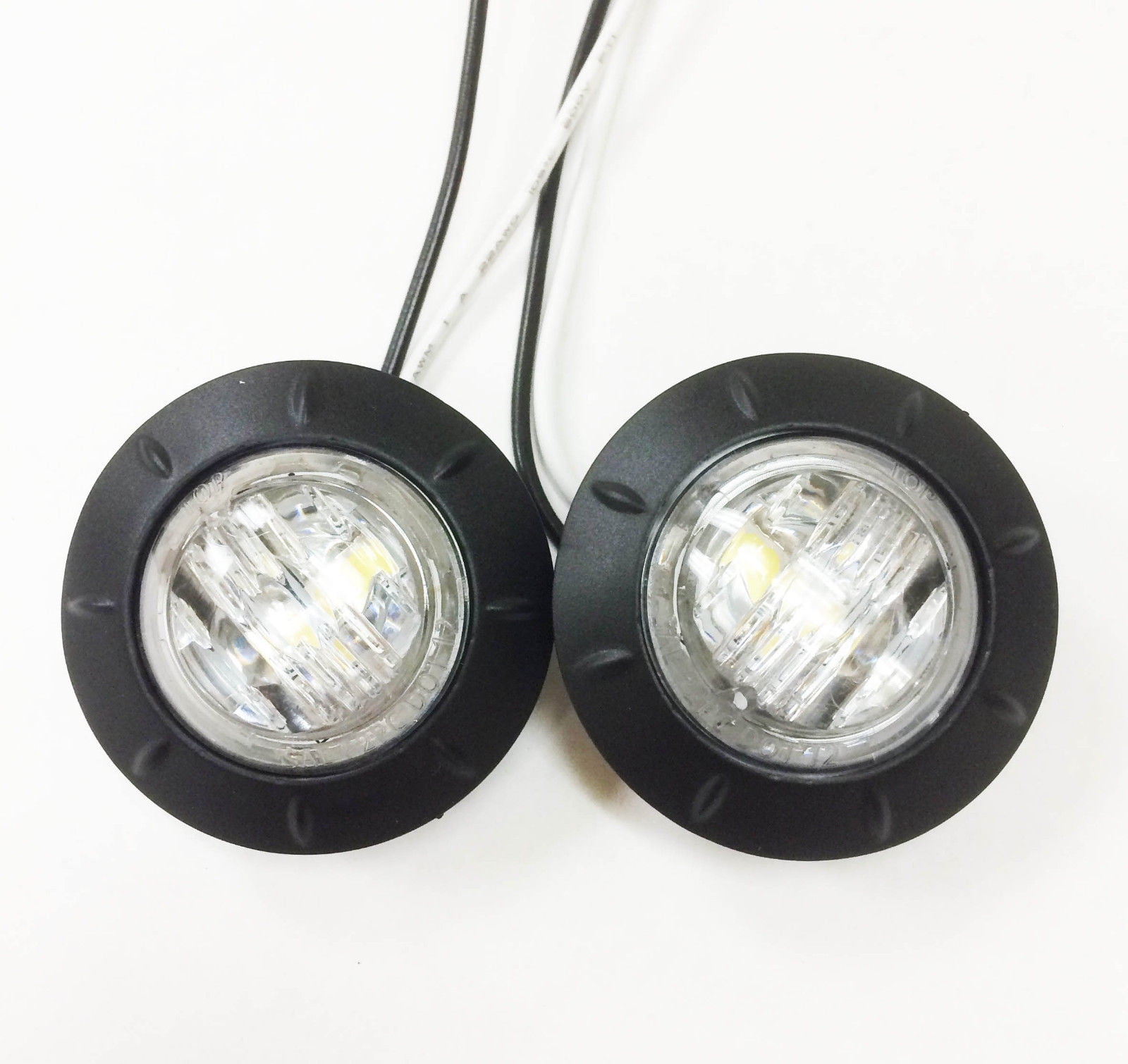 2 New 1-1/4" White LED Marker Clearance Lights For Trailer/Truck/RV ...