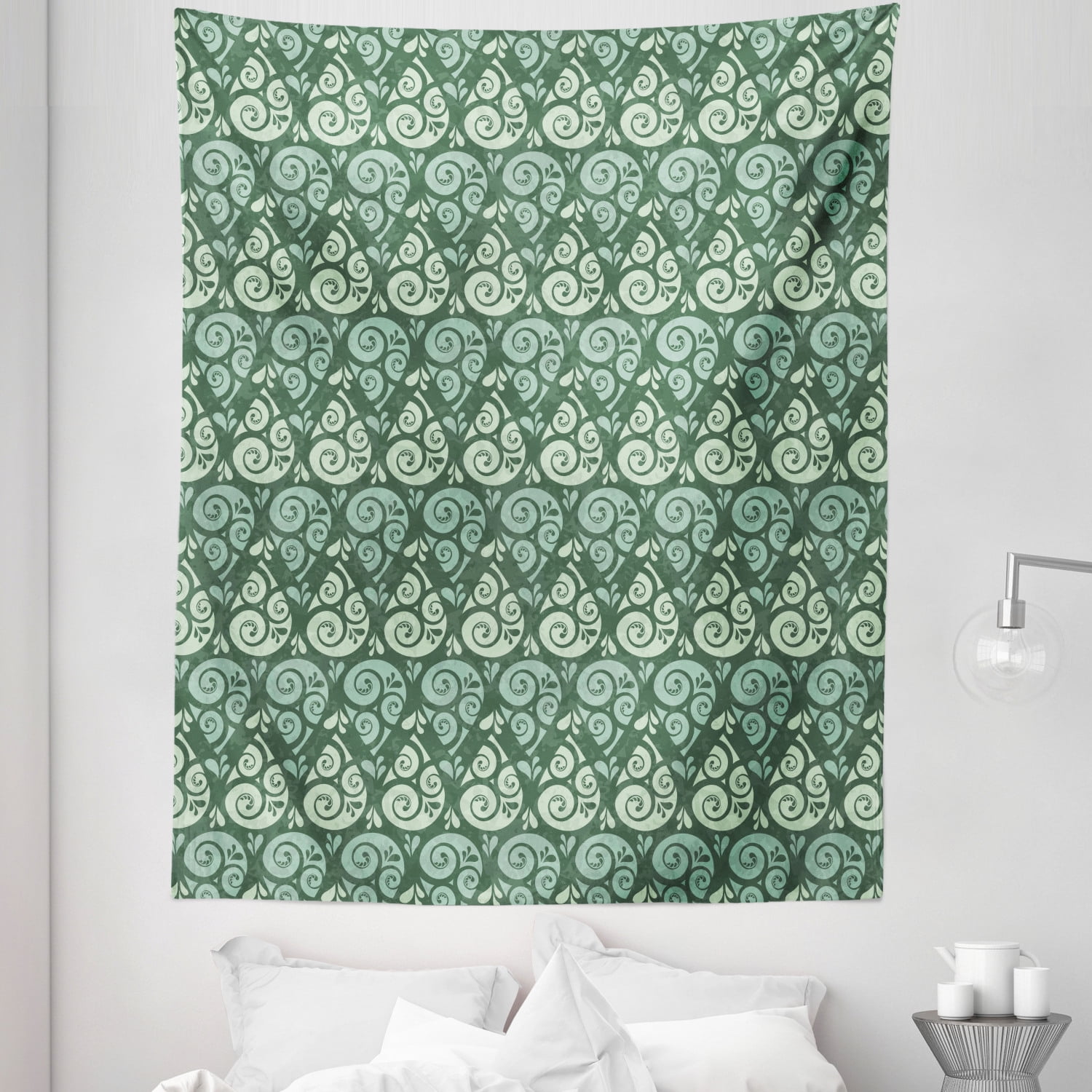 Abstract Tapestry, Grunge Design Nature Themed Curlicue Ornamental ...