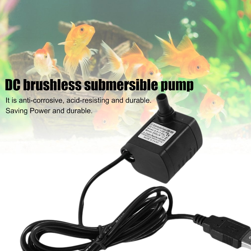 DC3.5-9V 3W Brushless DC Submersible Water Pump USB Fountain Fish Tank ...