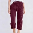 Capri Pants for Women Spring Summer Cotton Linen Straight Wide Leg ...