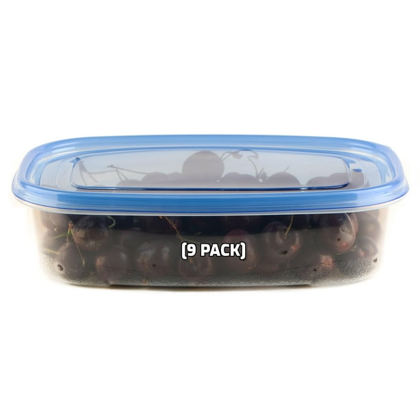 [9 PACK] 64oz Rectangular Oblong Plastic Reusable Storage Containers ...