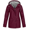 BiZtdJrK Womens Hooded Raincoat Lightweight Waterproof Zip up Rain ...