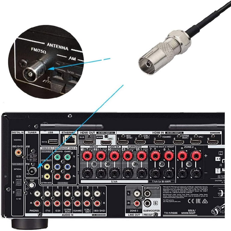Dipole Antenna FM Radio With 3 Adapters - Indoor Home Stereo Receiver ...