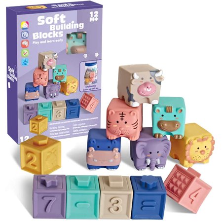 ICHUDAN 6PCS Baby Blocks Multifunctional Colorful Kids Stacking Blocks ...