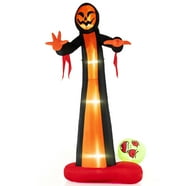 Costway 8.2 ft Long Halloween Inflatable Train LED Lighted Train w/ Witch 4 Ghosts & Pumpkin ...