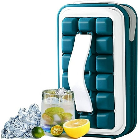 Ice Cube Trays, Portable Silicone Ice Cube Bin with Storage for Freezer ...