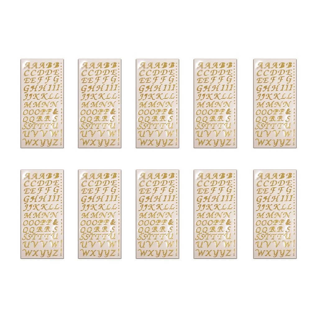 TureClos 10 Sheets English Letters Sticker Adhesive Ornament Numbers ...