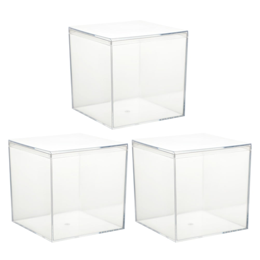 BESTONZON 3Pcs Plastic Square Cubes Clear Candy Boxes Fashion Storage ...