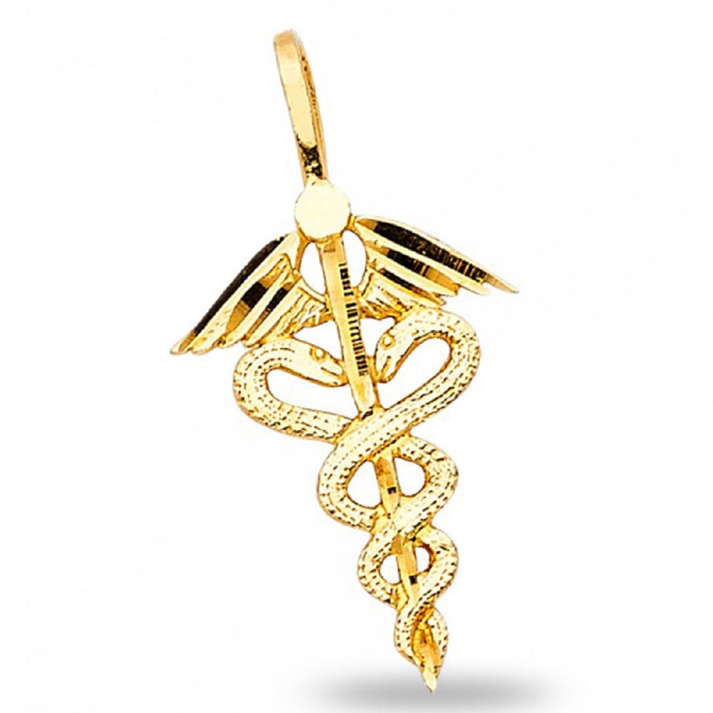 Nurse RN Pendant Solid 14k Yellow Gold Symbol Of Medical Service Charm ...